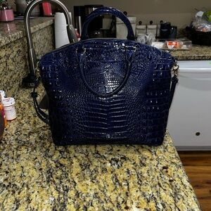 Brahmin | Bags | Euc Authentic Brahmin Large Duxbury Navy Blue Croc ...